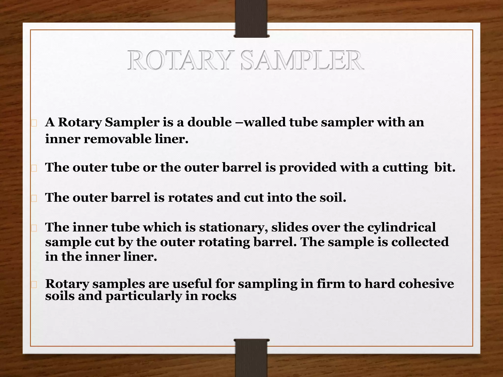 sampler,open drive sampler, piston sampler, rotary sampler | PDF
