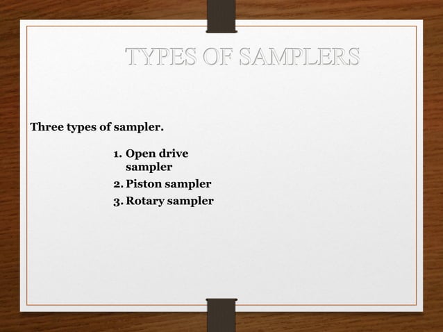 sampler,open drive sampler, piston sampler, rotary sampler | PDF ...