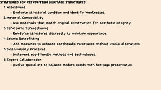 RETROFITTING OF HERITAGE STRUCTURES - CIVIL ENG PPT | PDF