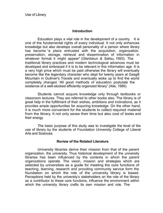 Use of library by the students | RTF