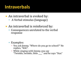 Verbal Behavior Presentation with Questions | PPTX