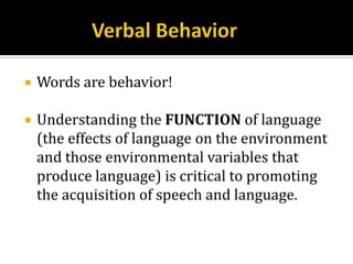 Verbal Behavior Presentation with Questions | PPTX