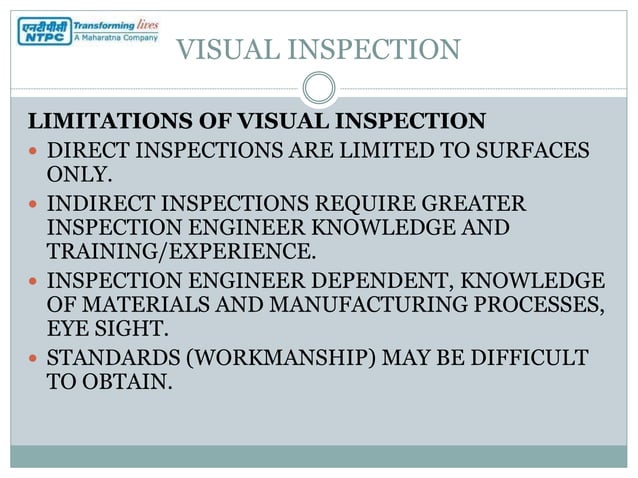 Basics of carrying out Visual Inspection of Engineering Goods | PPTX ...