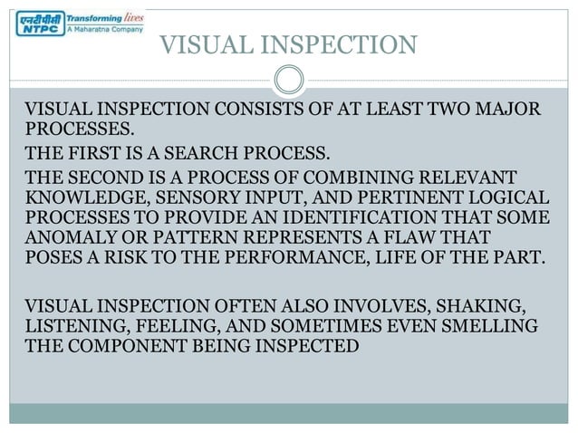 Basics of carrying out Visual Inspection of Engineering Goods | PPTX ...