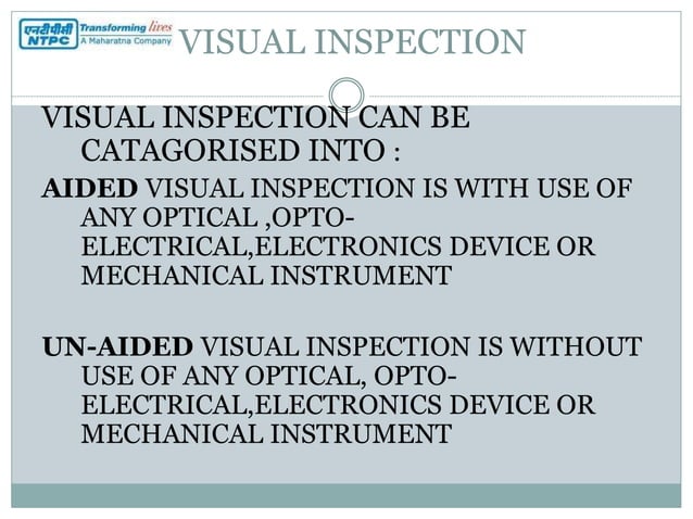 Basics of carrying out Visual Inspection of Engineering Goods | PPTX ...