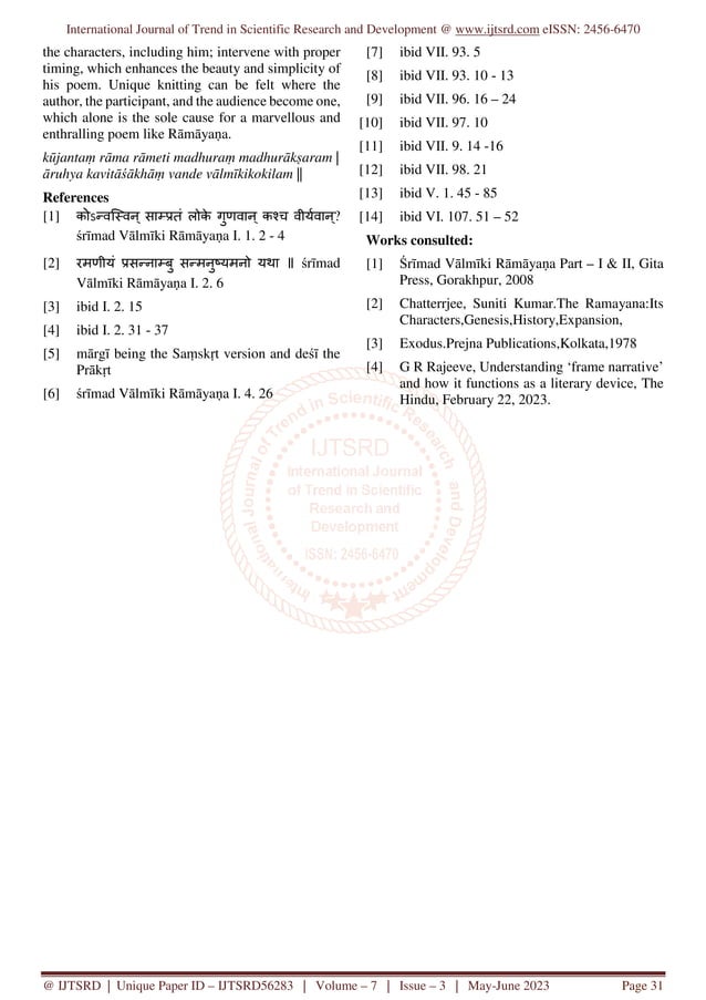 Valmikiramayana- A Homodiegetic Narrative | PDF
