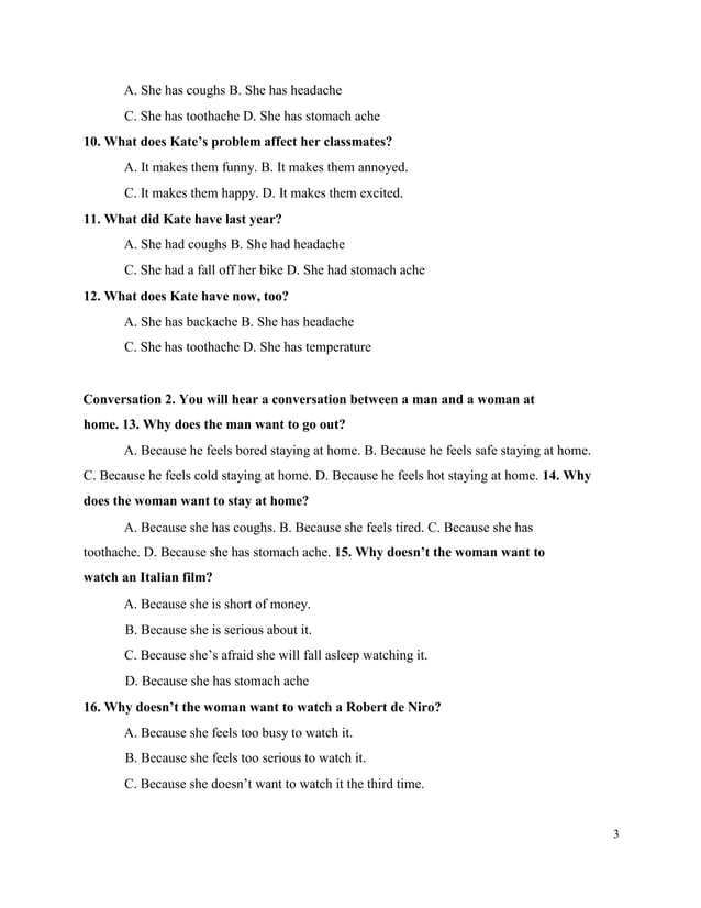 6 VSTEP TEST ........................... | DOCX | Medical Health