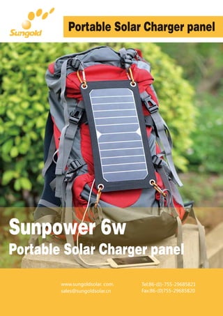 Sungold solar 6w portable solar power charger Specifications | PDF
