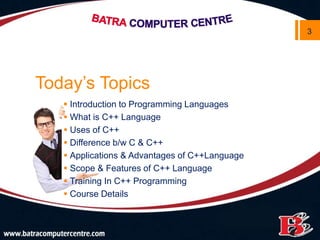 6 Week C++ Language Training In Ambala | PPTX