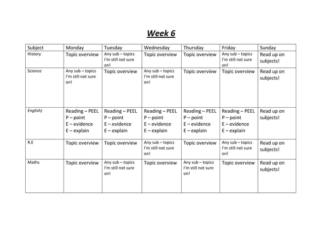 6 Week Revision Plan | PPT