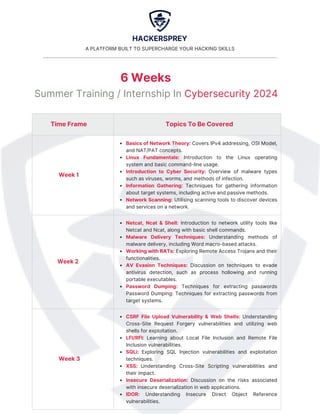 6 Weeks Summer Training In Cybersecurity | PDF
