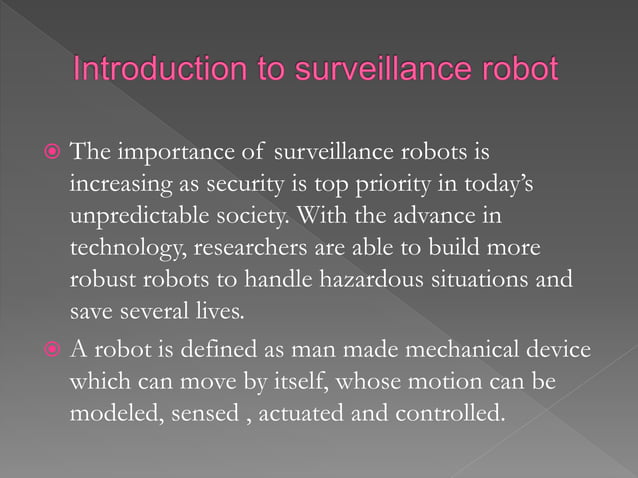 6 wheeled surveillance robot | PPTX