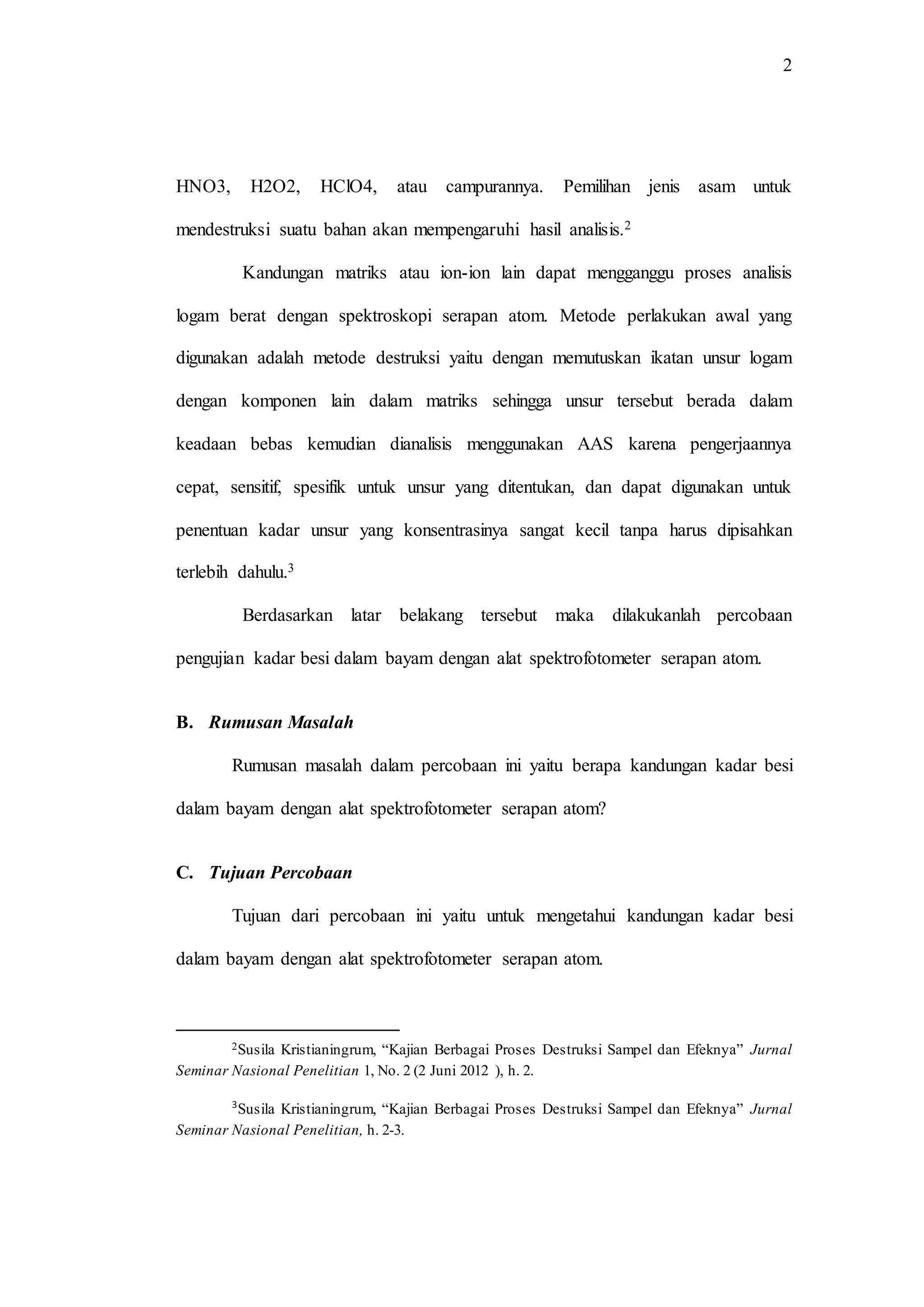 Pengujian kadar besi dalam air dengan metode aas | DOCX