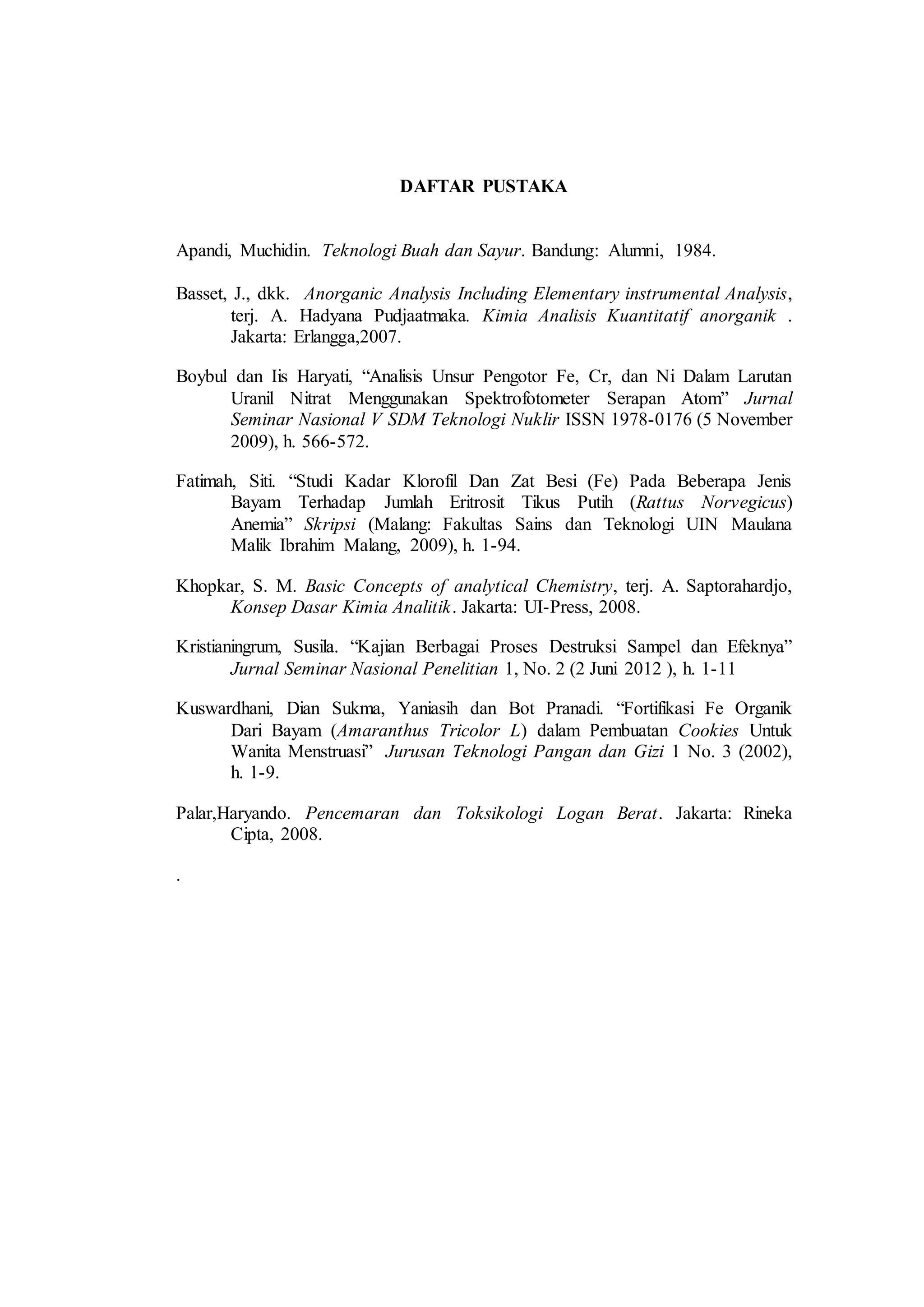 Pengujian kadar besi dalam air dengan metode aas | DOCX