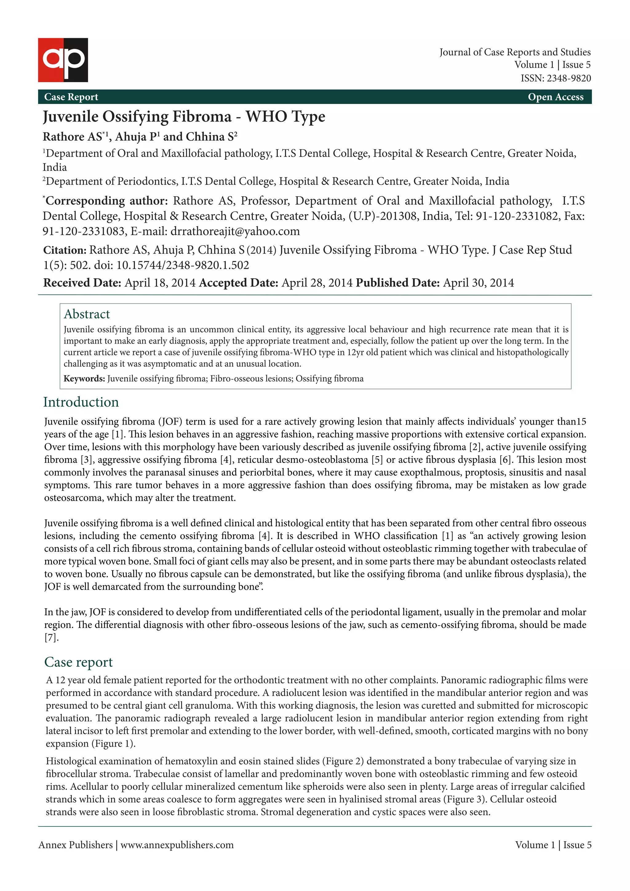 Juvenile ossifying-fibroma-who-type | PDF | Bone and Joint Conditions ...