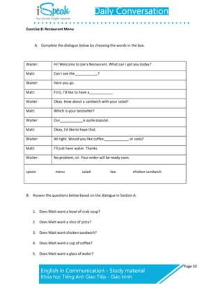 Chapter 4 unit 1. what's for lunch | PDF