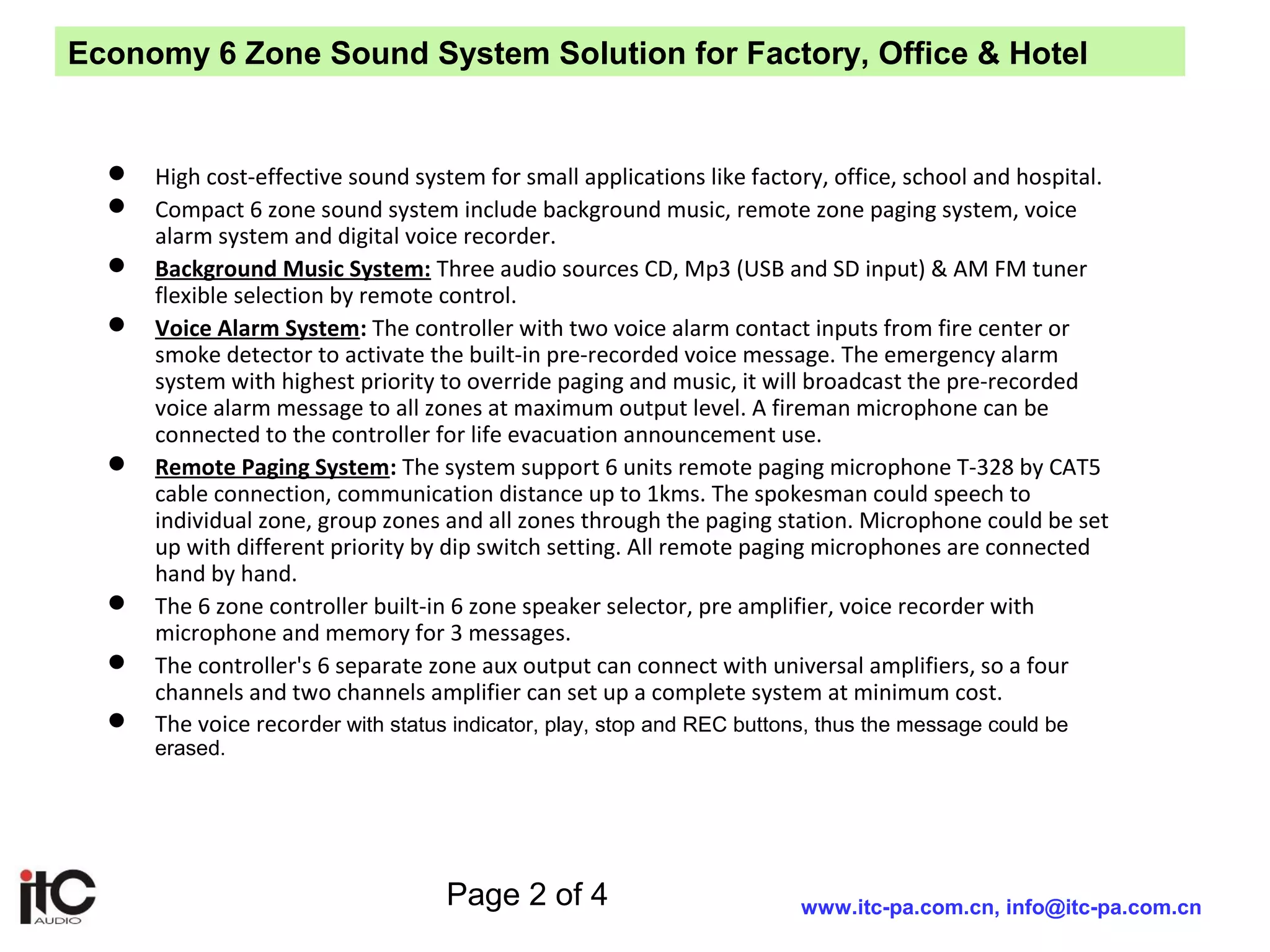 6 zone music & paging sound system | PPT