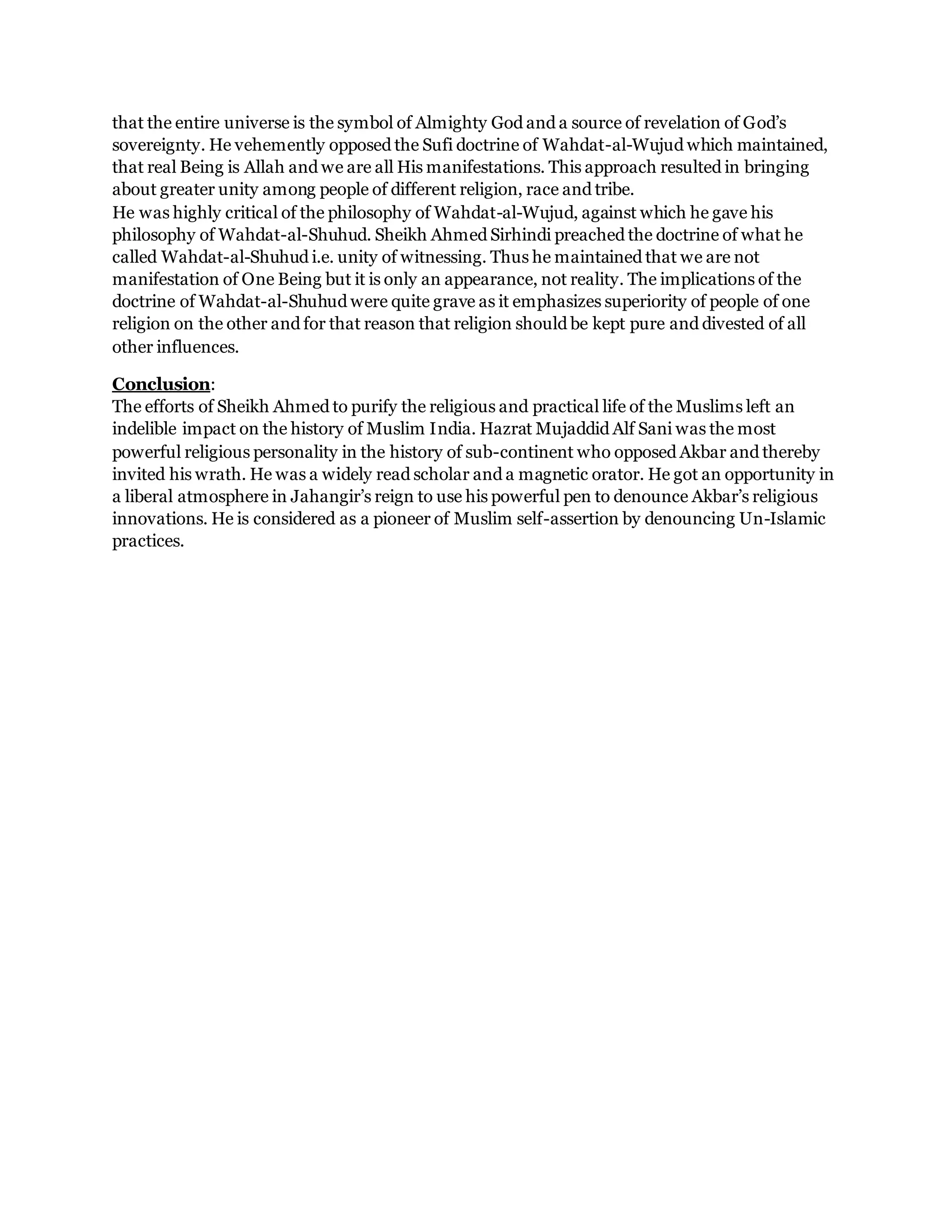 Hazrat majadid alif sani shaikh ahmed sarhandi | DOCX