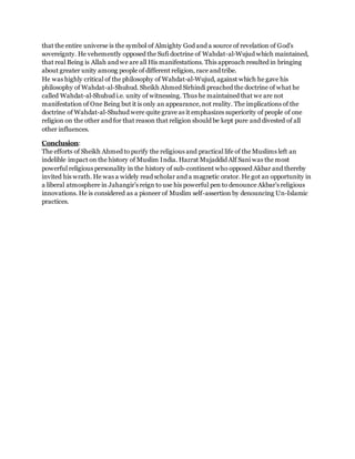 Hazrat majadid alif sani shaikh ahmed sarhandi | DOCX