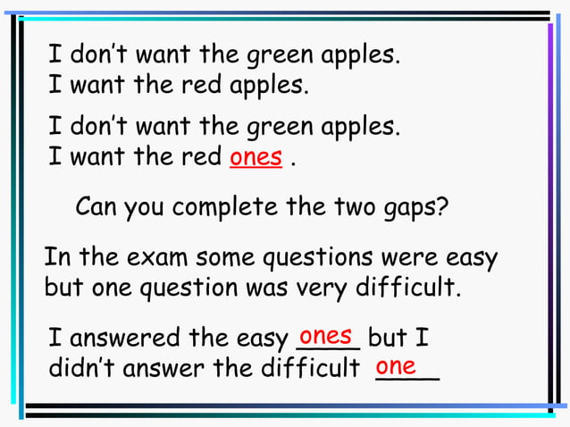 7 1 Pronouns One Ones | PPT