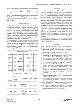Designing an Efficient Multimodal Biometric System using Palmprint and Speech Signal | PDF