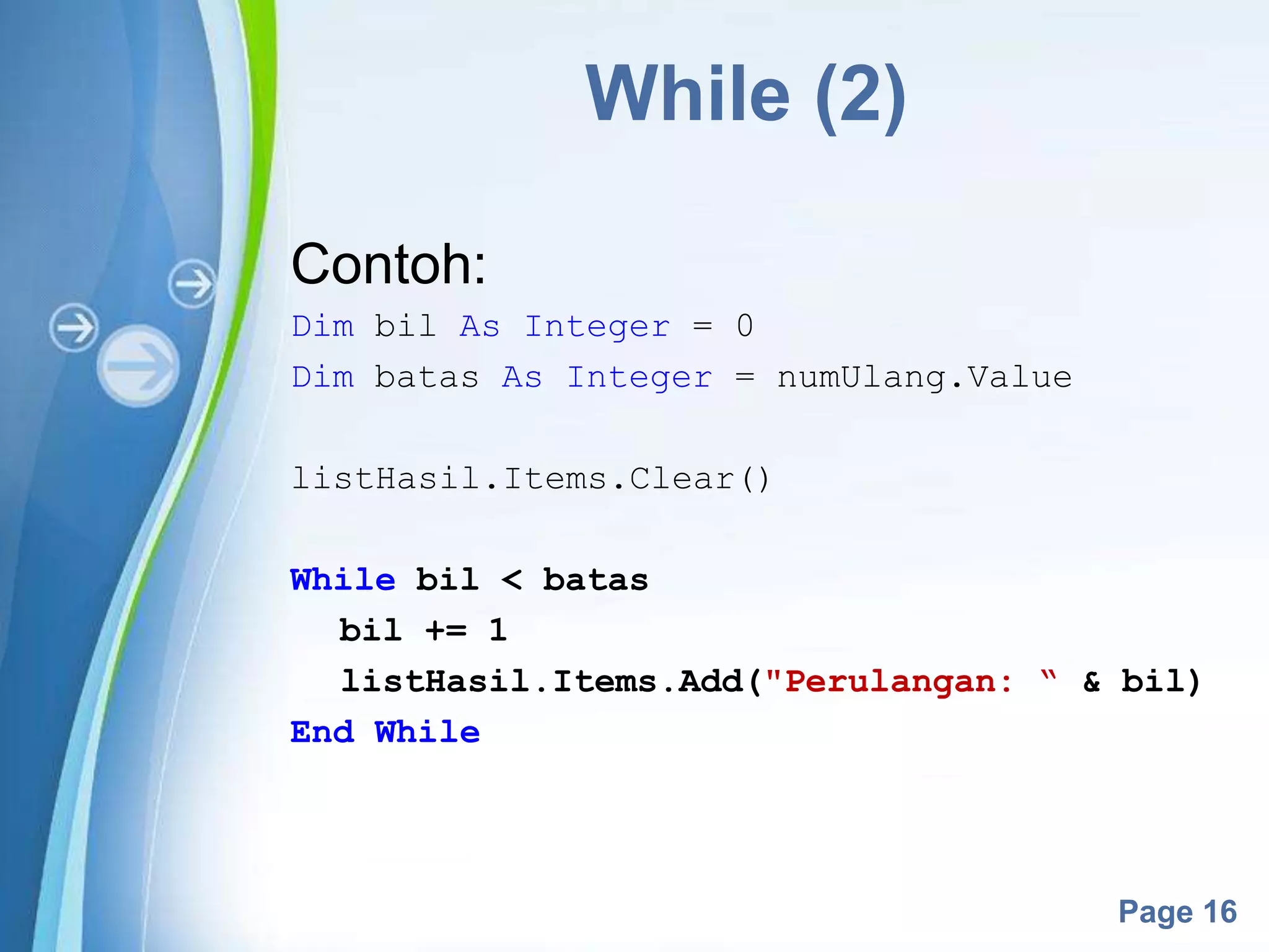 7. percabangan dan perulangan | PPTX