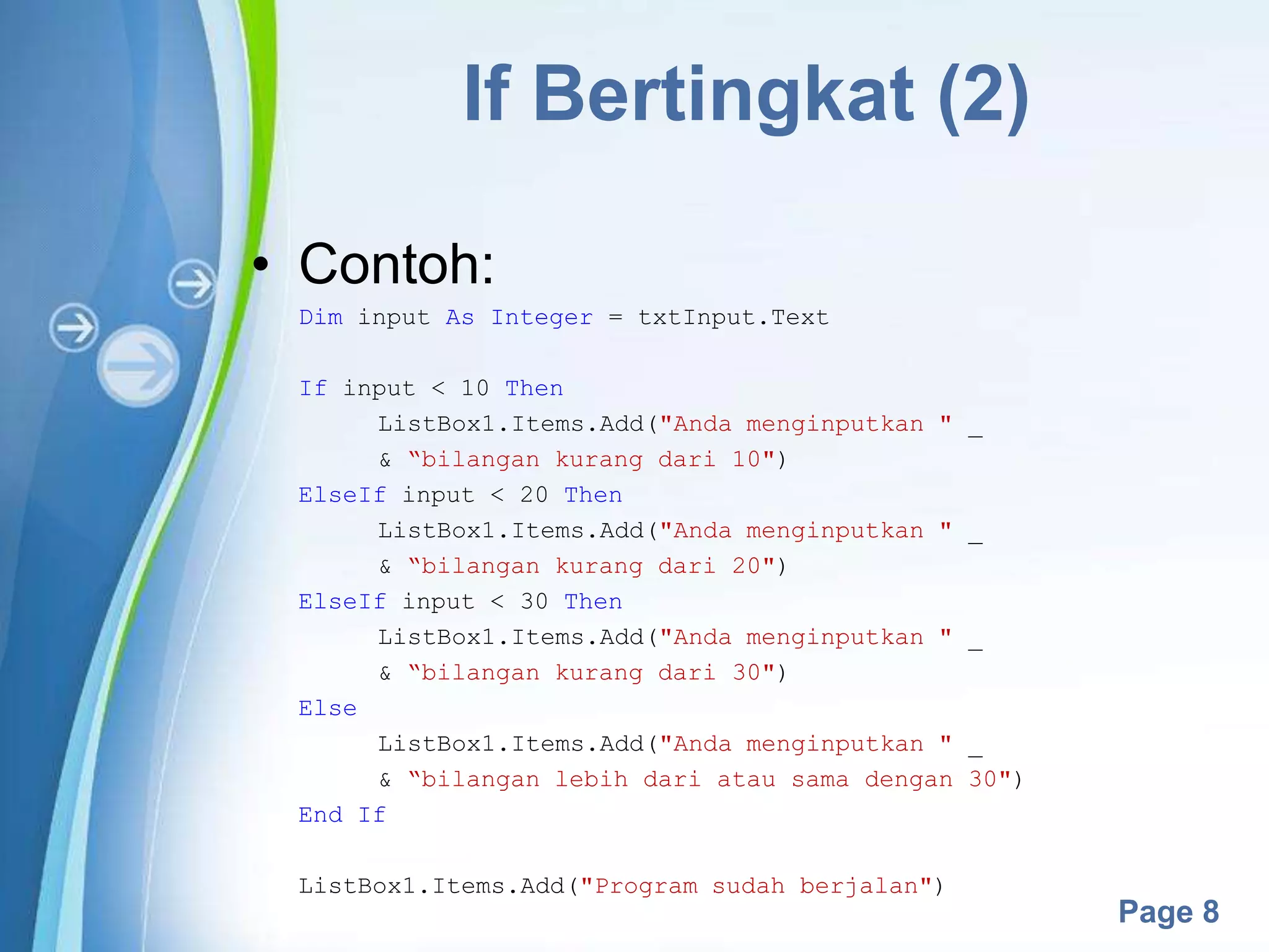7. percabangan dan perulangan | PPTX