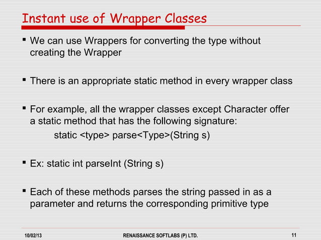 wrapper classes