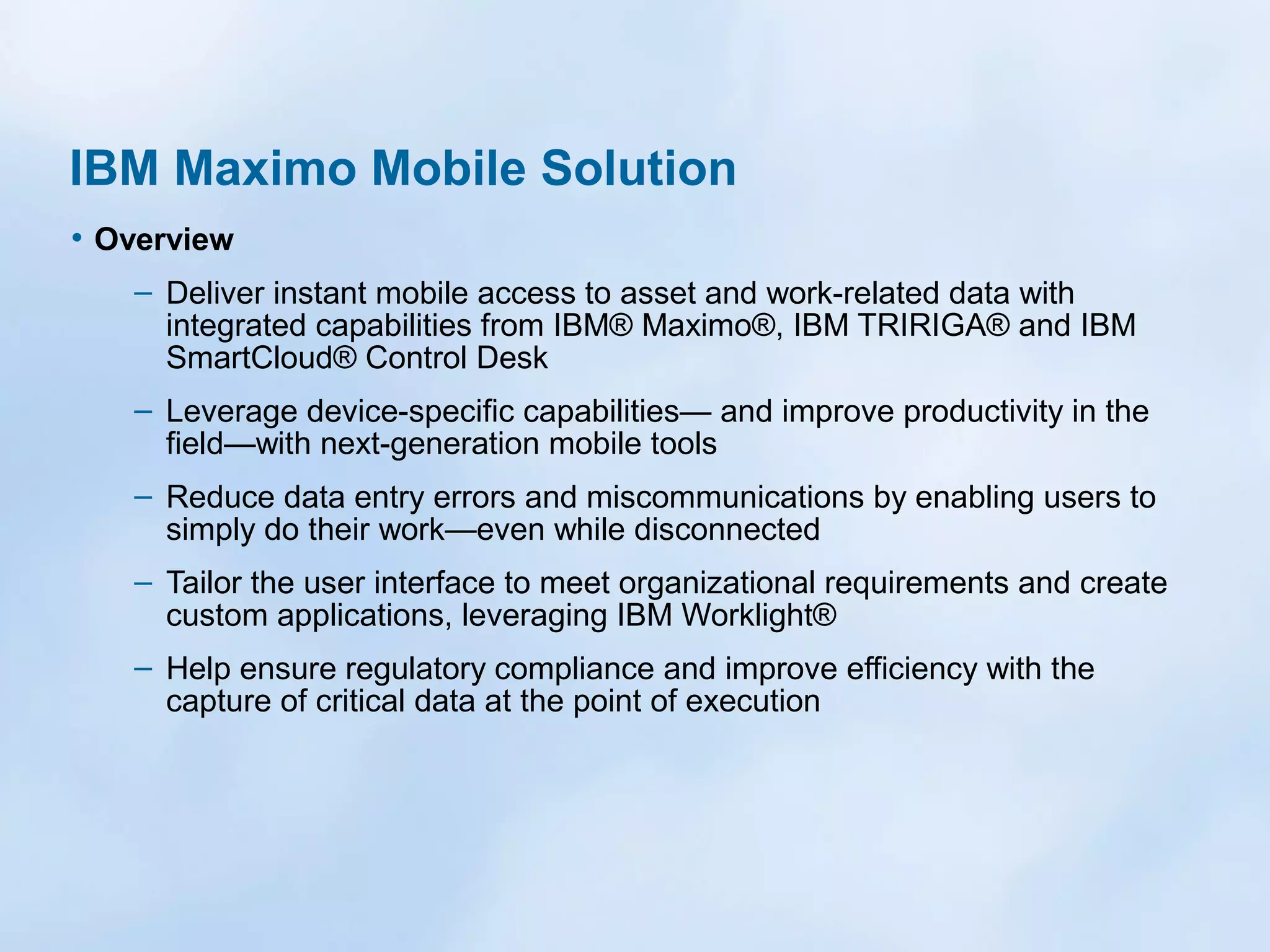IBM Maximo Asset Management 7.5 Add-ons | PPT