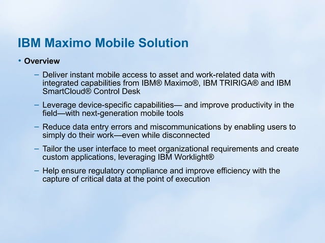 IBM Maximo Asset Management 7.5 Add-ons | PPT