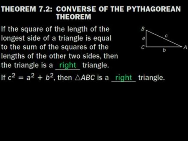 7.2 use the converse of the pythagorean theorem | PPTX