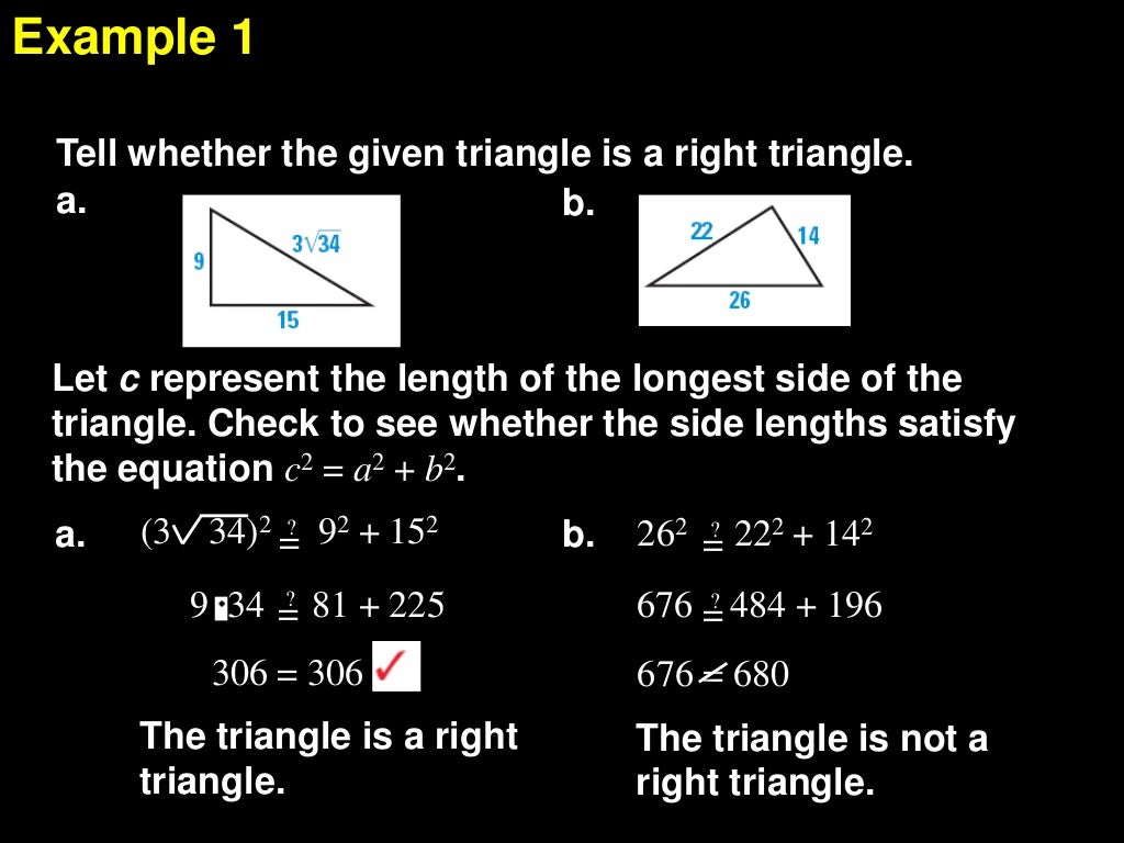 7.2 use the converse of the pythagorean theorem