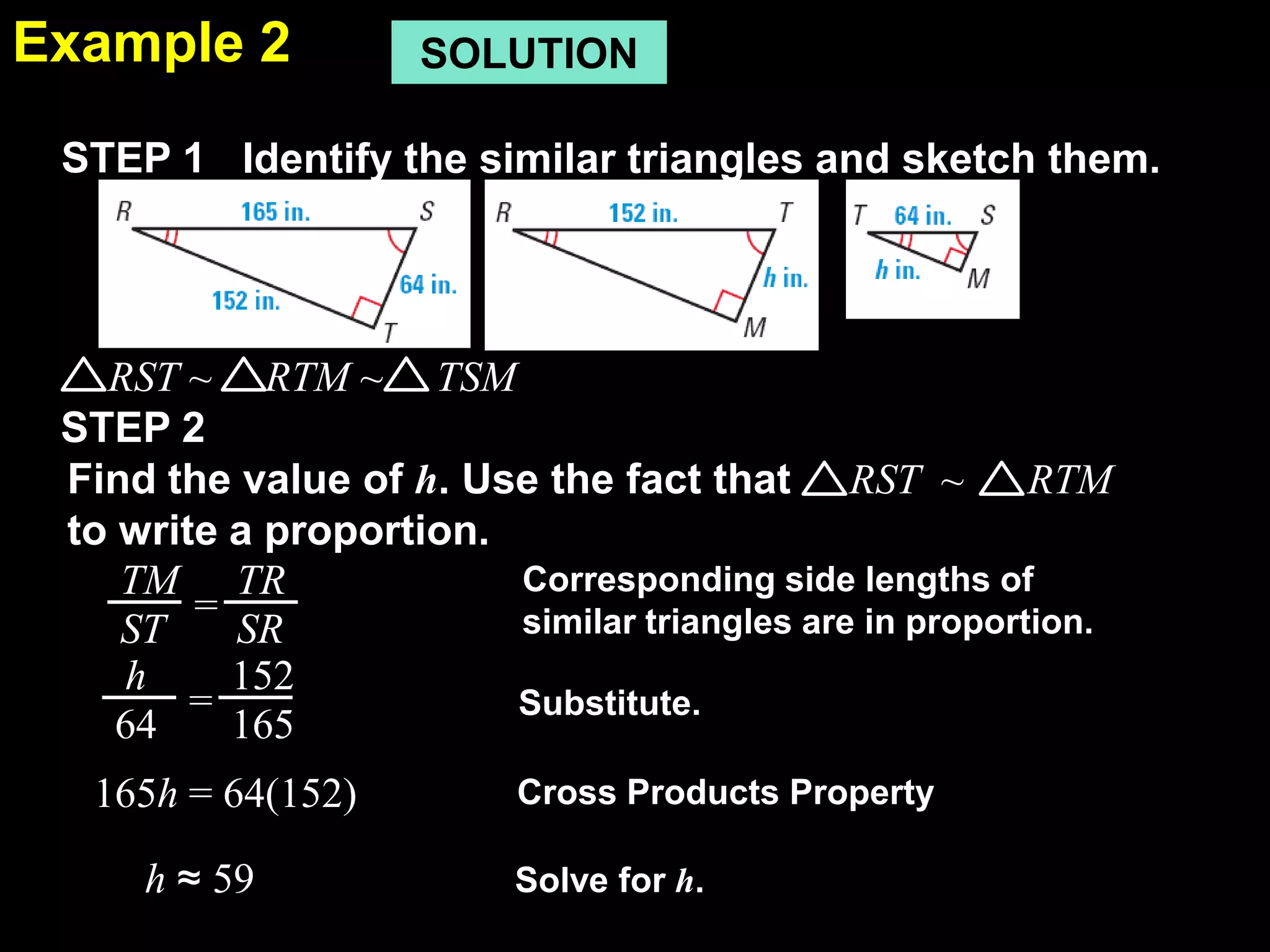 7.3 use similar right triangles | PPT