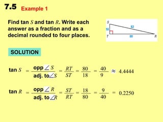 7.5 apply the tangent ratio | PPTX