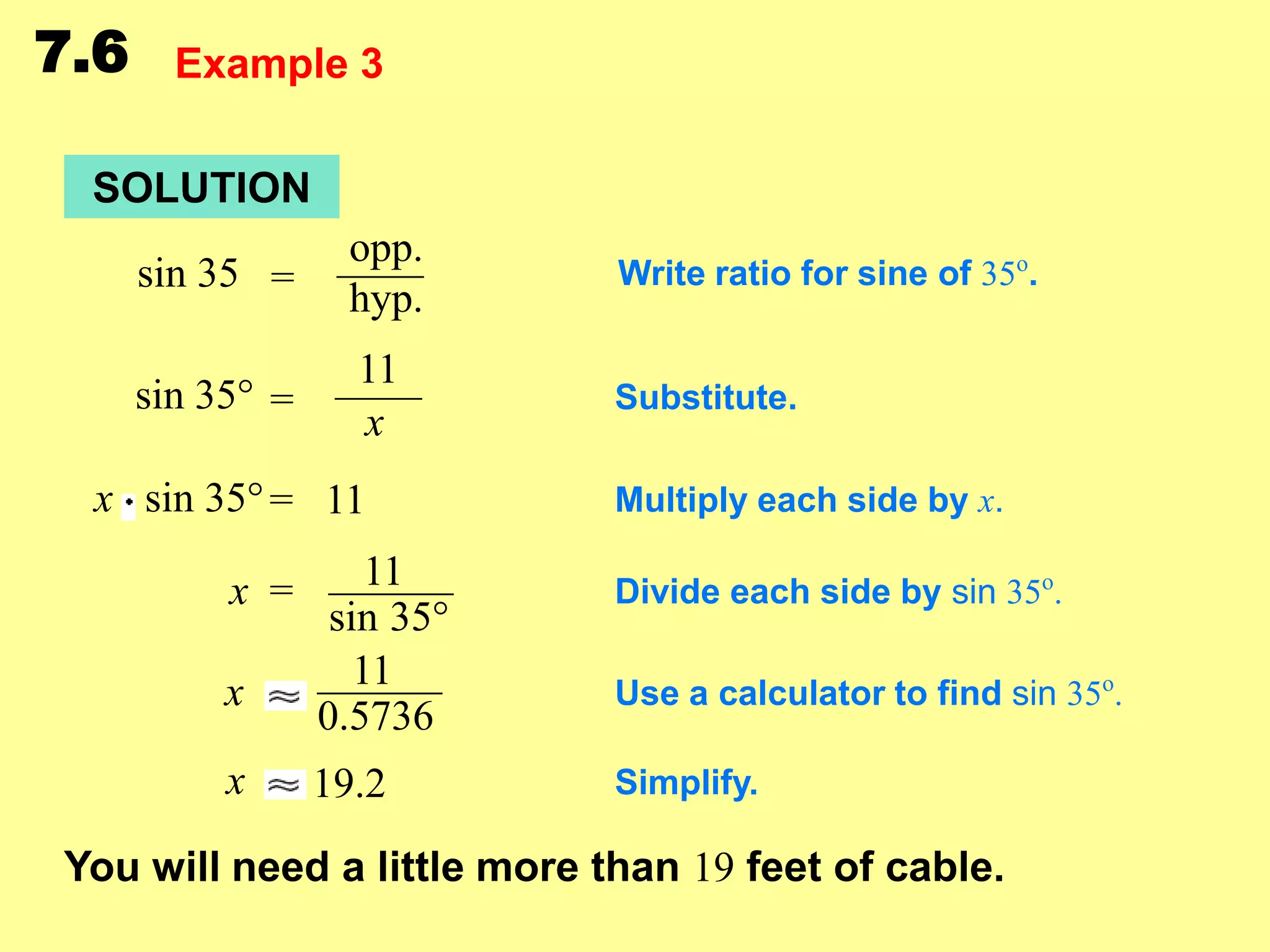 7.6 apply the sine and cosine ratios | PPTX | Physics | Science