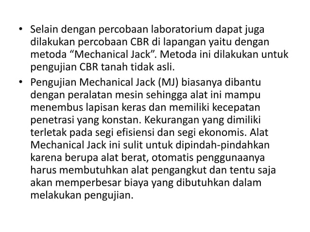 Laboratorium Uji Tanah - CBR Lapangan | PPTX