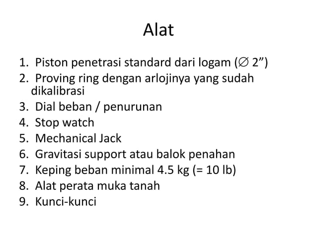 Laboratorium Uji Tanah - CBR Lapangan | PPTX