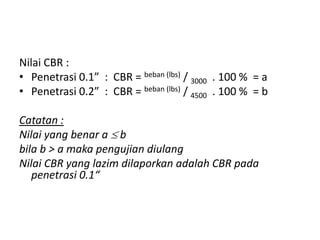 Laboratorium Uji Tanah - CBR Lapangan | PPTX