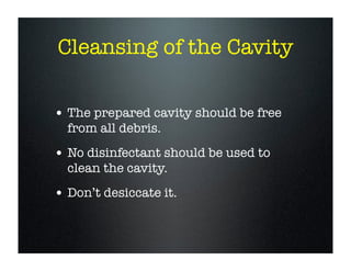 amalgam cavity preparation class i | PDF