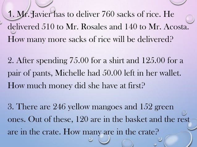 7. solving two step word problems involving addition and subtraction of ...