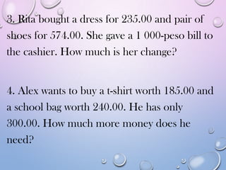 7. solving two step word problems involving addition and subtraction of whole numbers including ...