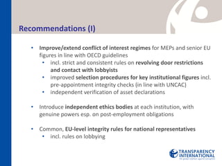 Lobbying and emerging risks to integrity: Revolving doors and expert groups at the EU level ...