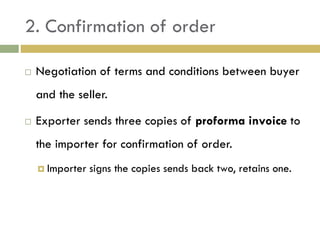 Stages of export order | PPSX