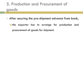Stages of export order | PPSX