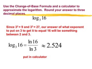 7.6 solving logarithmic equations | PPTX
