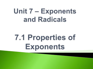 7.1 properties of exponents | PPT