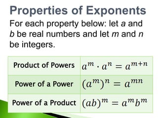 7.1 properties of exponents | PPT