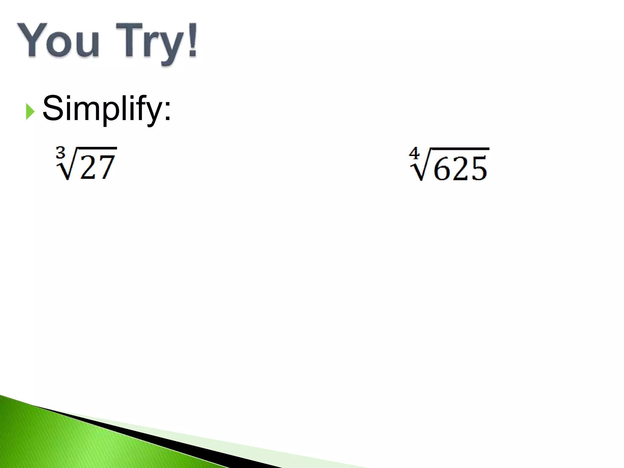 7.2 simplifying radicals | PPTX