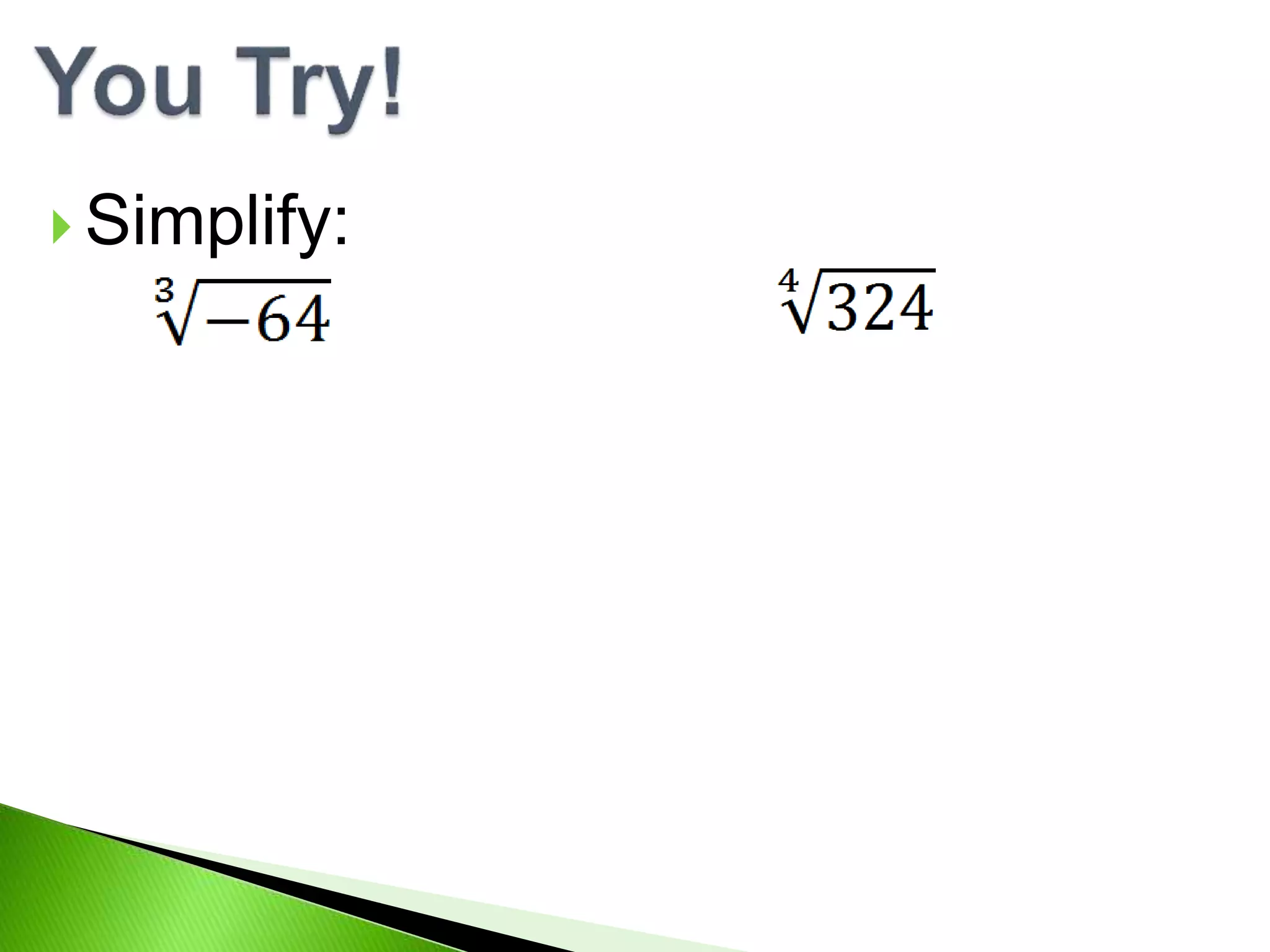 7.2 simplifying radicals | PPTX