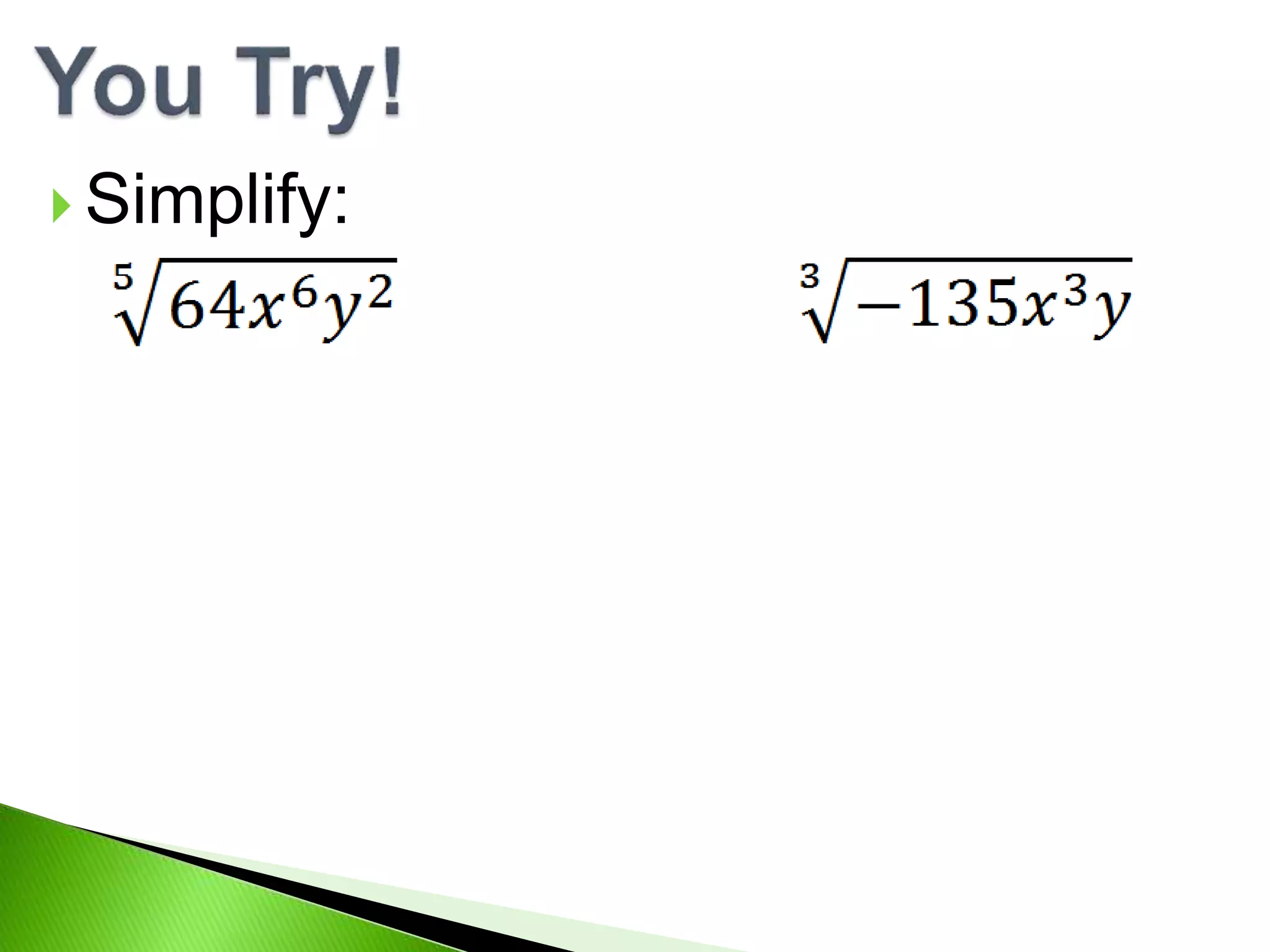 7.2 simplifying radicals | PPTX